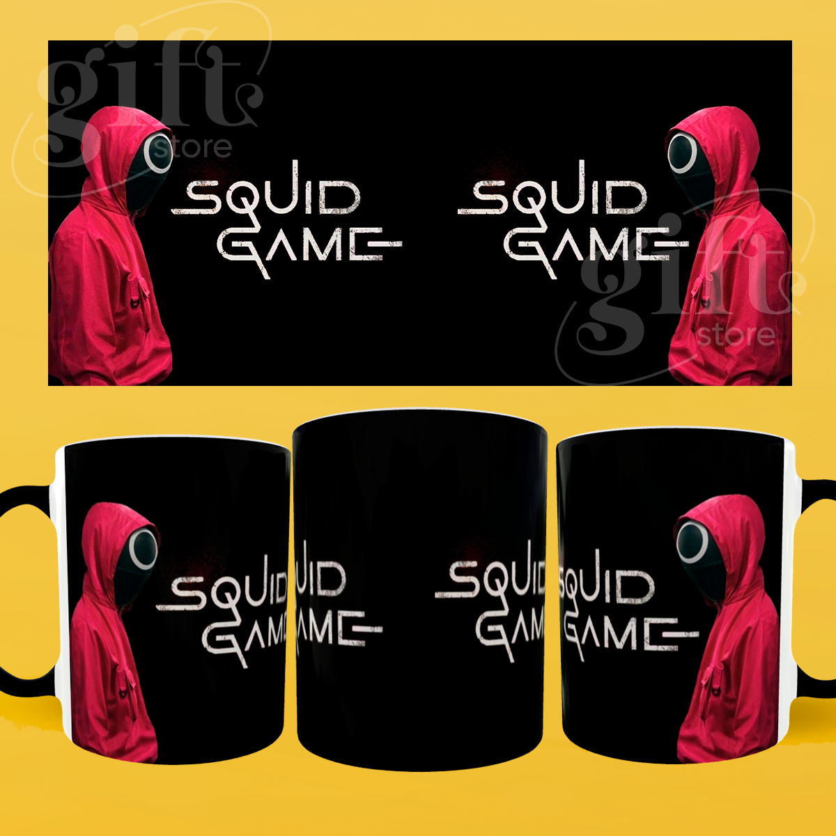 Чашка хамелеон матова чорна (330 мл) Squid game Soldier (арт: 12049 ...